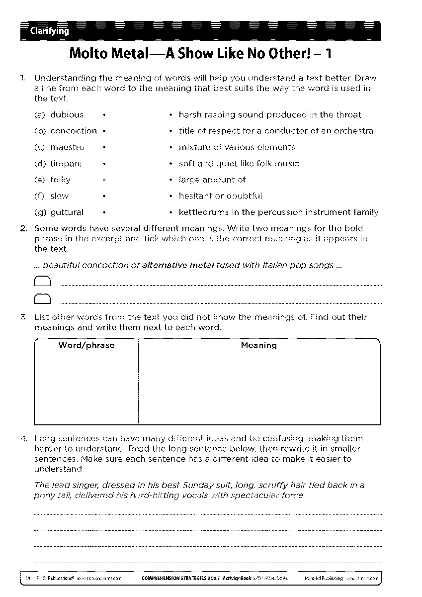 Make Sense of Comprehension with a Clarifying Strategy | Prim-Ed Publishing