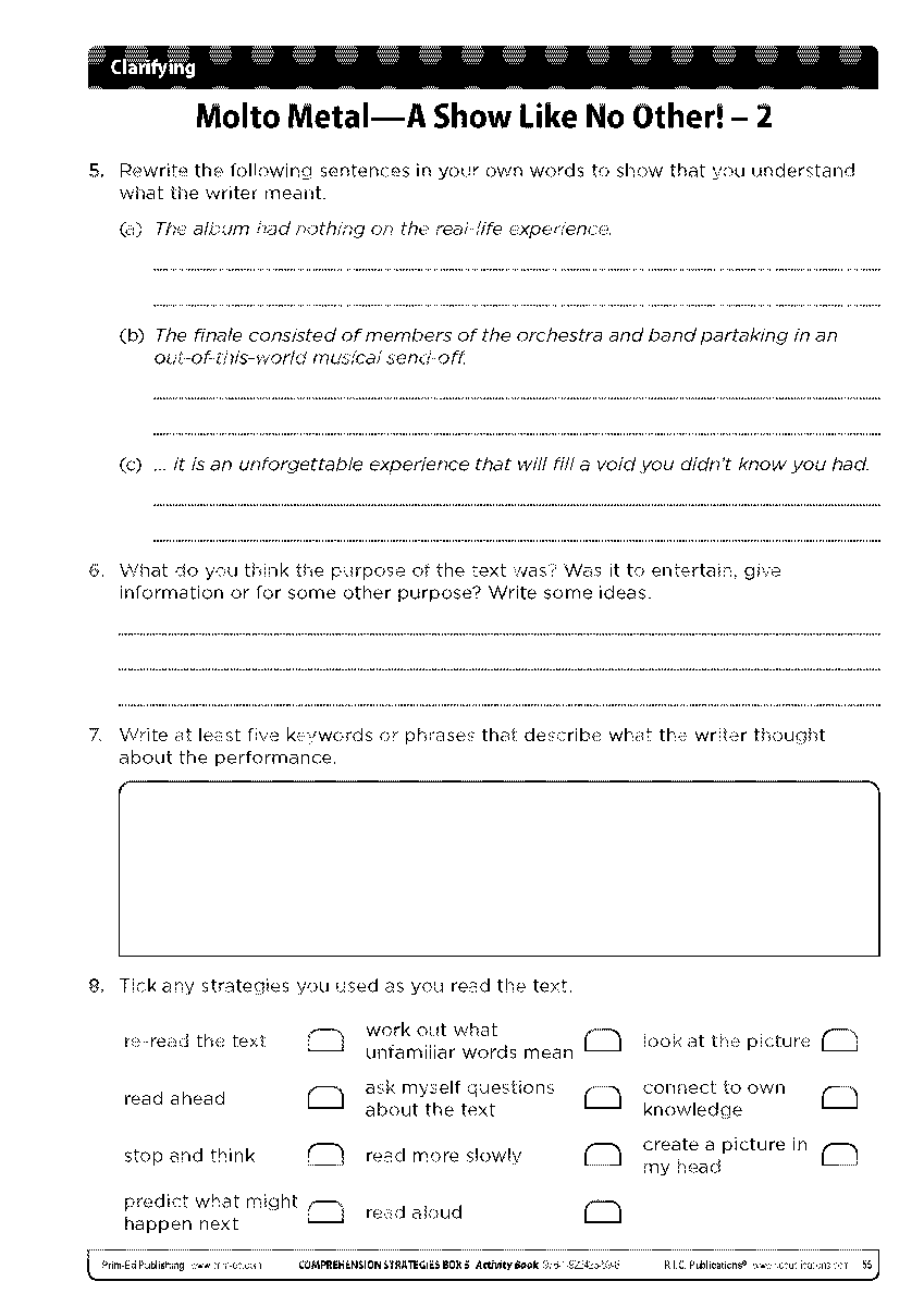 Make Sense of Comprehension with a Clarifying Strategy | Prim-Ed Publishing