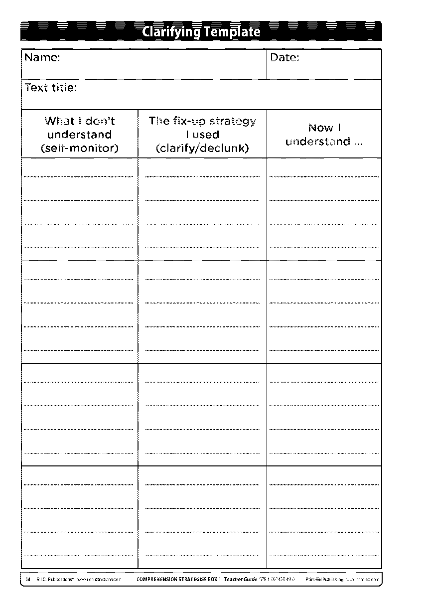 Make Sense of Comprehension with a Clarifying Strategy | Prim-Ed Publishing