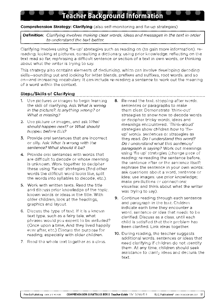 Make Sense of Comprehension with a Clarifying Strategy | Prim-Ed Publishing