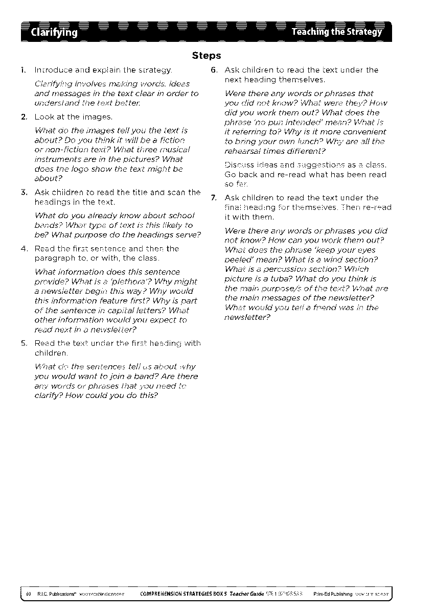 Make Sense of Comprehension with a Clarifying Strategy | Prim-Ed Publishing