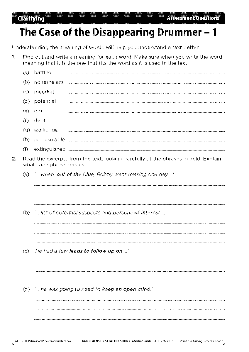 Make Sense of Comprehension with a Clarifying Strategy | Prim-Ed Publishing