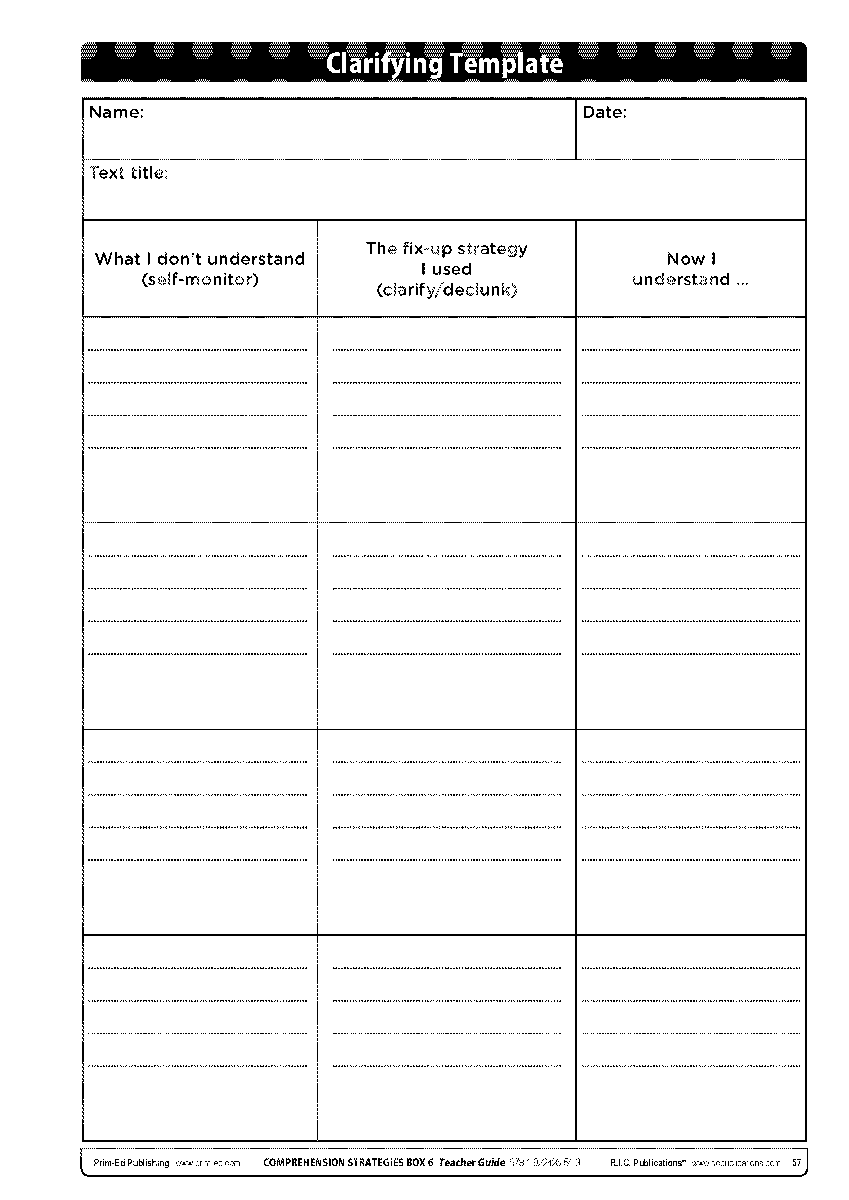 Make Sense of Comprehension with a Clarifying Strategy | Prim-Ed Publishing