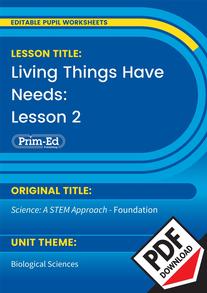 Living Things Have Needs: Lesson 2 | Science, STEM | Reception / Primary 1